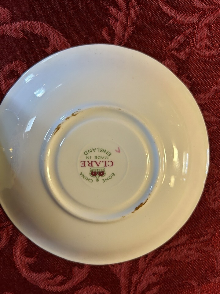 Clare Tea Cup/Saucer Pink Flower/Gold trim Bone China Made In England ...