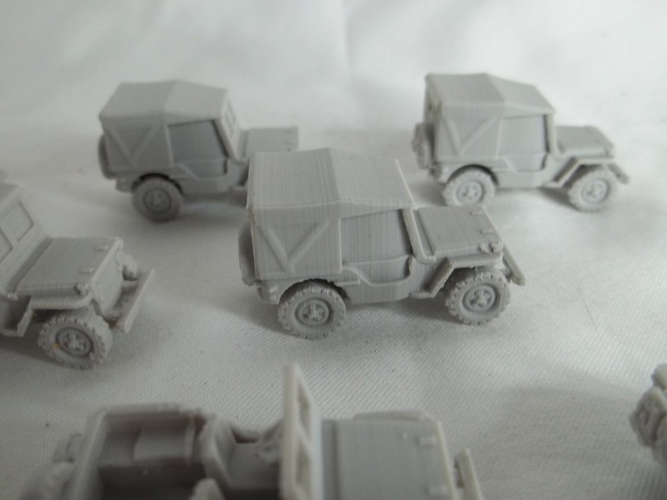 15 Pack HO Scale Army Vehicles Gray Hard Plastic 1" to 2.5" Jeeps ...