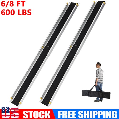 6 ft/8 ft Aluminum Telescoping Wheelchair Ramps Adjustable Portable -7. ...