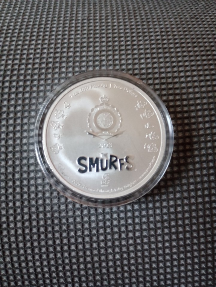 2023 Niue $2 Smurfs 65th Anniversary Clumsy Smurf 1 oz .999 Fine Silver ...
