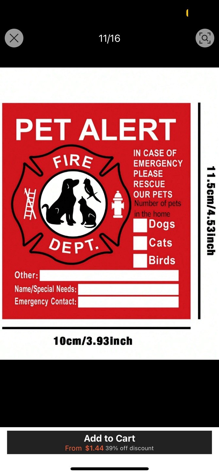 SAVE ME Pet Alert Window Sticker! In Case of Emergency Rescue Our DOG ...
