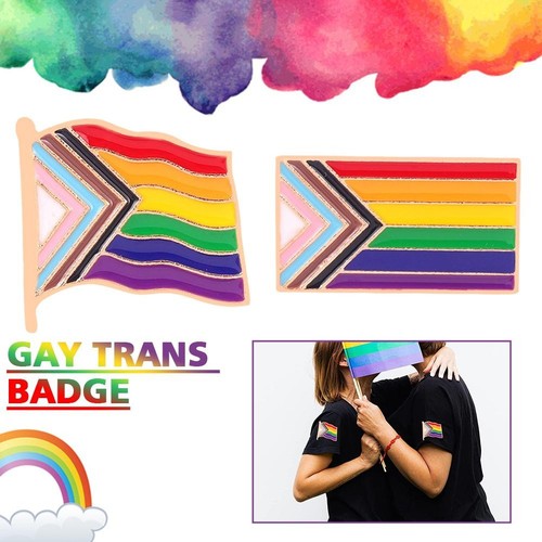 Progress Pride Badge Lapel Pin LGBTQIA LGBTQ+ Gay Minorities Trans H0J2 ...