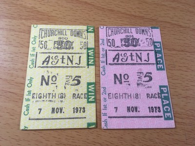1973 Churchill Downs $50 Horse Racing Tote Betting Tickets, Win-Place ...