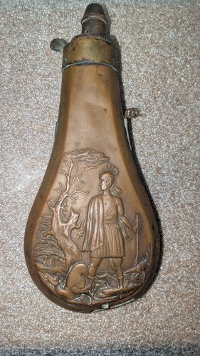 Civil War Era British Copper Gun Powder Flask With Native American ...