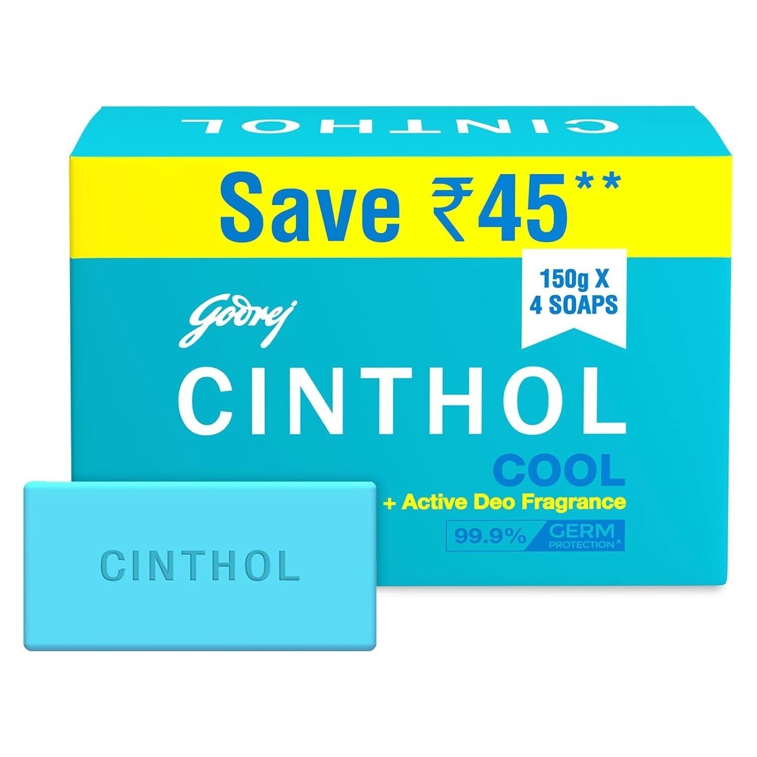 Cinthol Cool Soap, 150g (Pack of 4) | with Icy-cool Menthol | Grade 1 ...