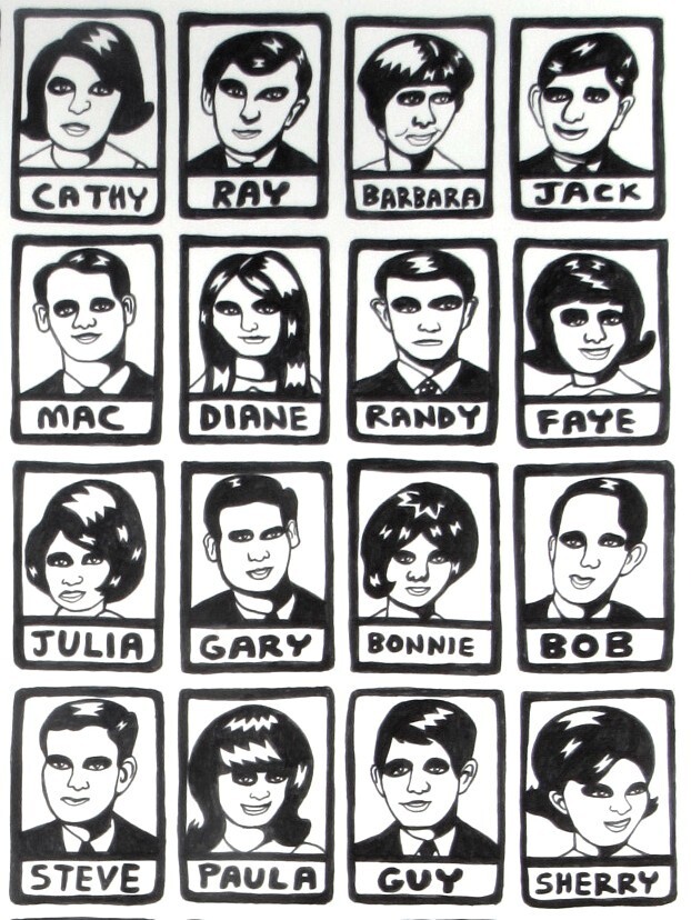 18 x 24 Pen Drawing 1967 TEXAS Yearbook FOLK portraits Outsider Art ...