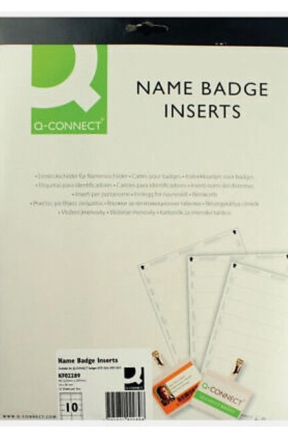 Q-Connect 54x90mm Name Badge Inserts 10 per Sheet (pack of 25) KF02289 ...