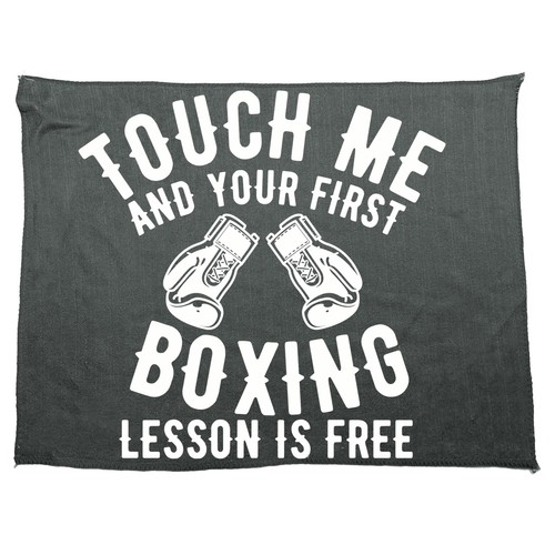 Boxing Touch Me And First Lesson Free - Funny Microfiber Gym Sports ...