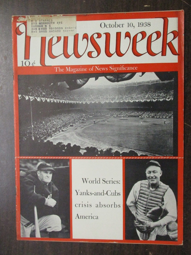 NEWSWEEK MAGAZINE OCTOBER 10, 1938 BASEBALL WORLD SERIES NEW YORK ...