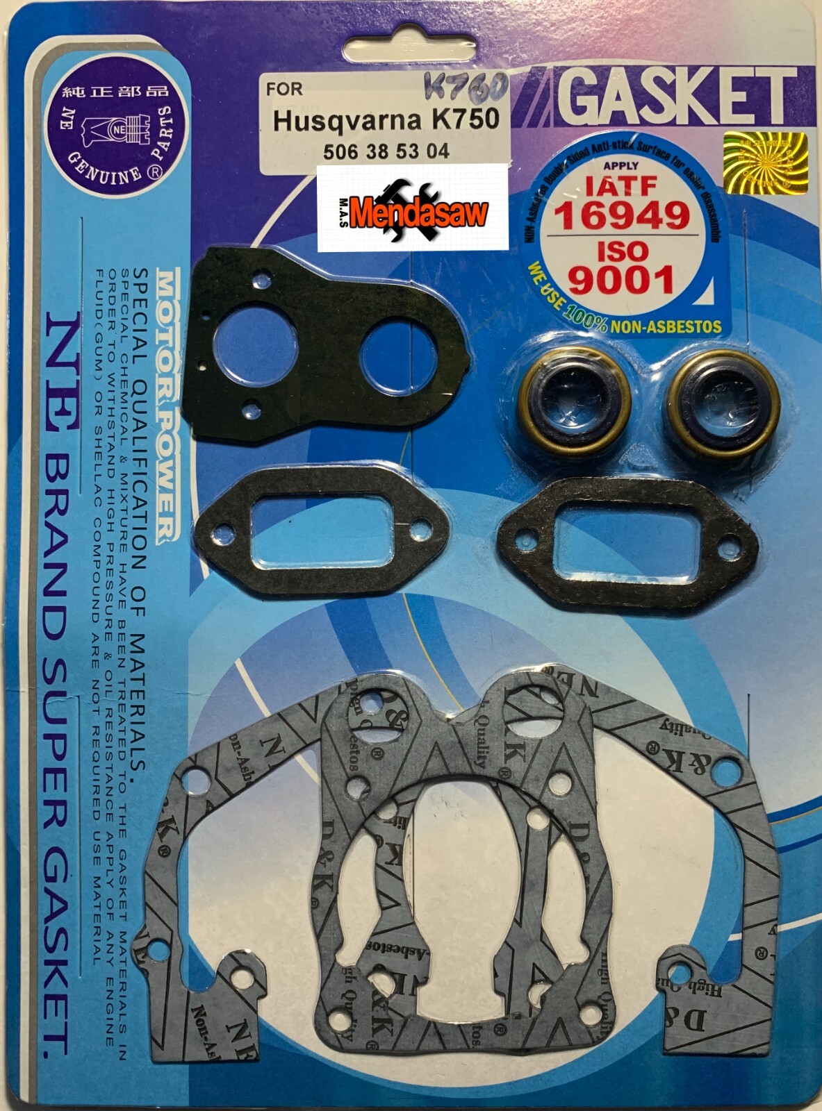SPARE PARTS FOR HUSQVARNA K750 K760 DISC CUTTER GASKET SET INC CRANK ...