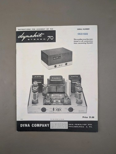 Dynaco Dynakit Stereo 70 Amplifier D-913 | eBay