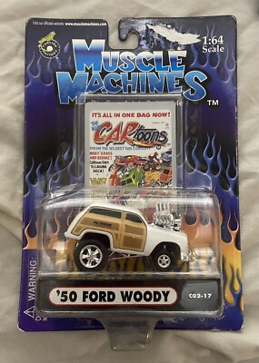 2002 Funline Muscle Machine Diecast Toy Car 1950 Ford Woody White | eBay