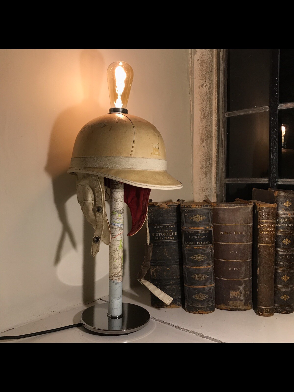 1950s Motorcycle Everoak Cork Crash Helmet Feature Lamp | eBay