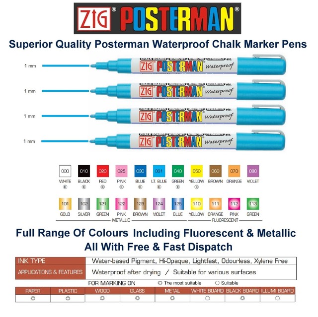 ZIG Posterman Chalkboard Marker Pen 1mm Tip - Pink for sale online | eBay