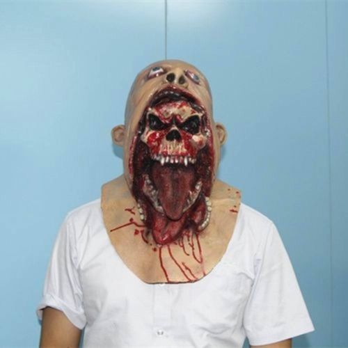 Halloween Scary Adult Bloody Zombie Skeleton Face Mask Costume Horror ...