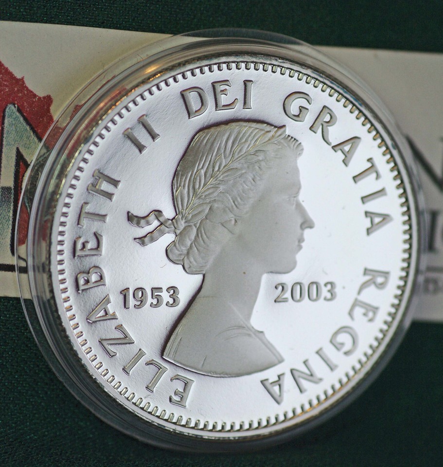 2003 Canada 25 cent silver quarter Gillick effigy & dbl date ...