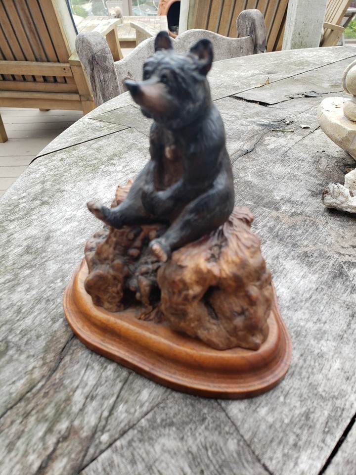 John H Kittelson WOOD CARVING Baby BEAR SCULPTURE Listed Artist | eBay