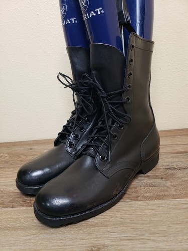 Men Vintage RO-SEARCH Black Military Leather Combat Boots J7-82 Size 9 ...