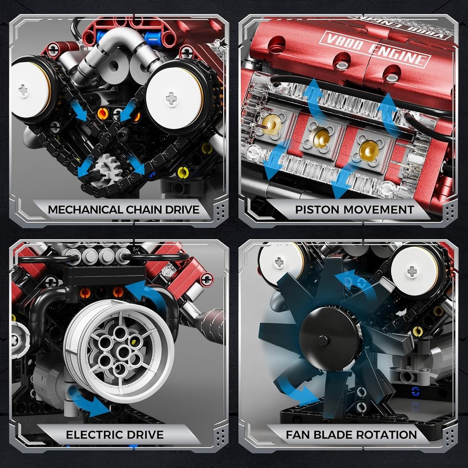 V8 Engine Building Blocks Sets, V8 Engine Model Kit, Runnable Model ...