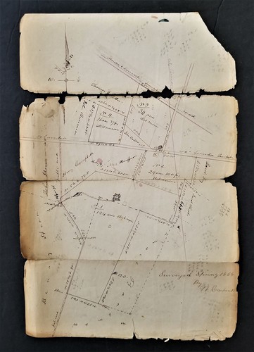 1854 antique HAND DRAWN PLAT MAP lancaster pa RHOADS KAUFFMAN CAMPBELL ...