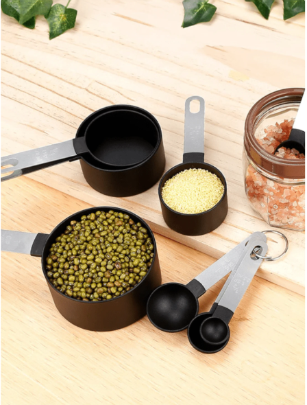 8pcs Measuring Cups and Spoons Set with Stainless Steel Handles Baking ...