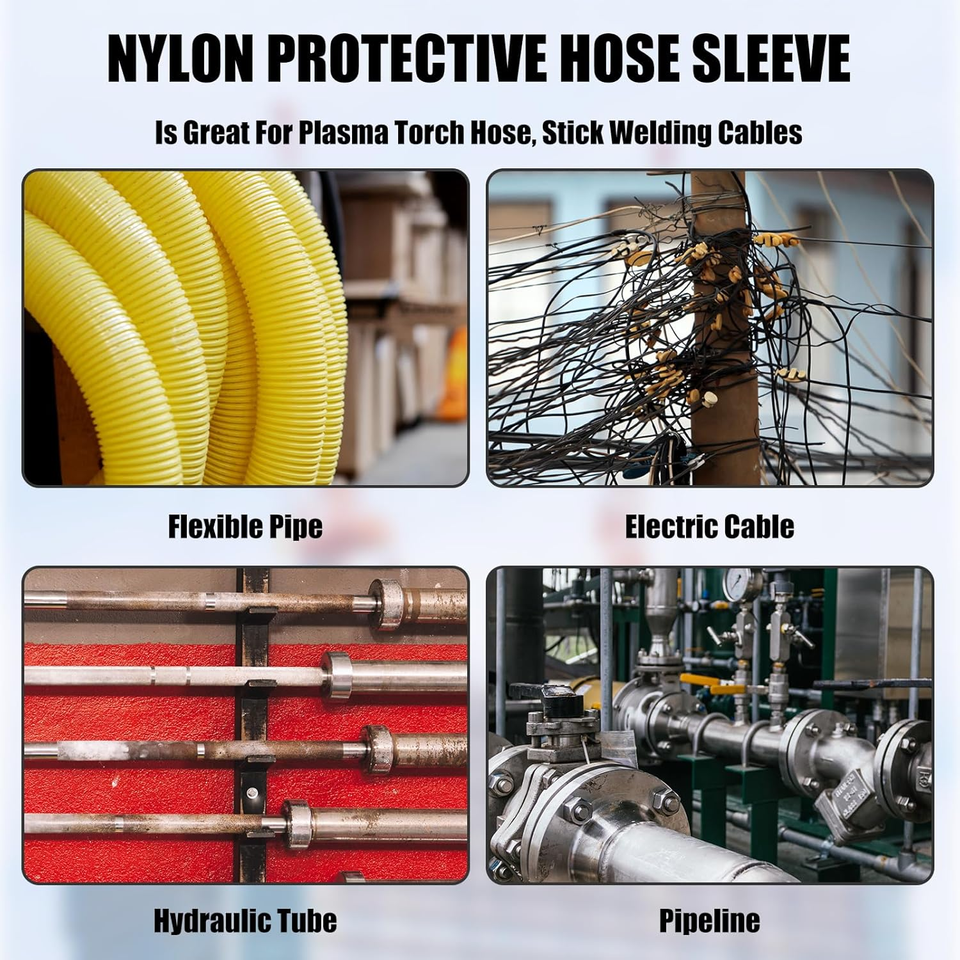 33 FT Nylon Hydraulic Hose Protector Sleeve Black Protective Cover Hose ...