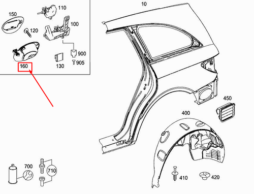 NEW MERCEDES-BENZ R W251 SIDE PANEL FILLER NECK RECESS A2516300167 NO🇺🇸 ...