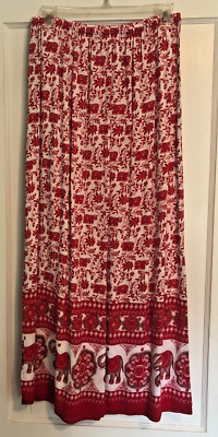 Long Red Flowy India Hippie Bohemian Gypsy Maxi Skirt w/ Elephants - 28 ...