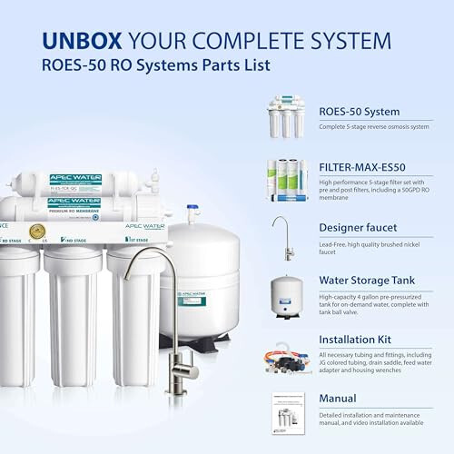 Water Systems ROES-50 Essence Series Top Tier 5-Stage WQA Certified ...