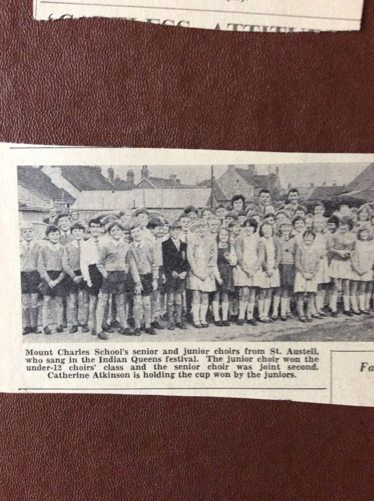 b1n ephemera 1968 picture mount charles school choirs st austell cathy ...