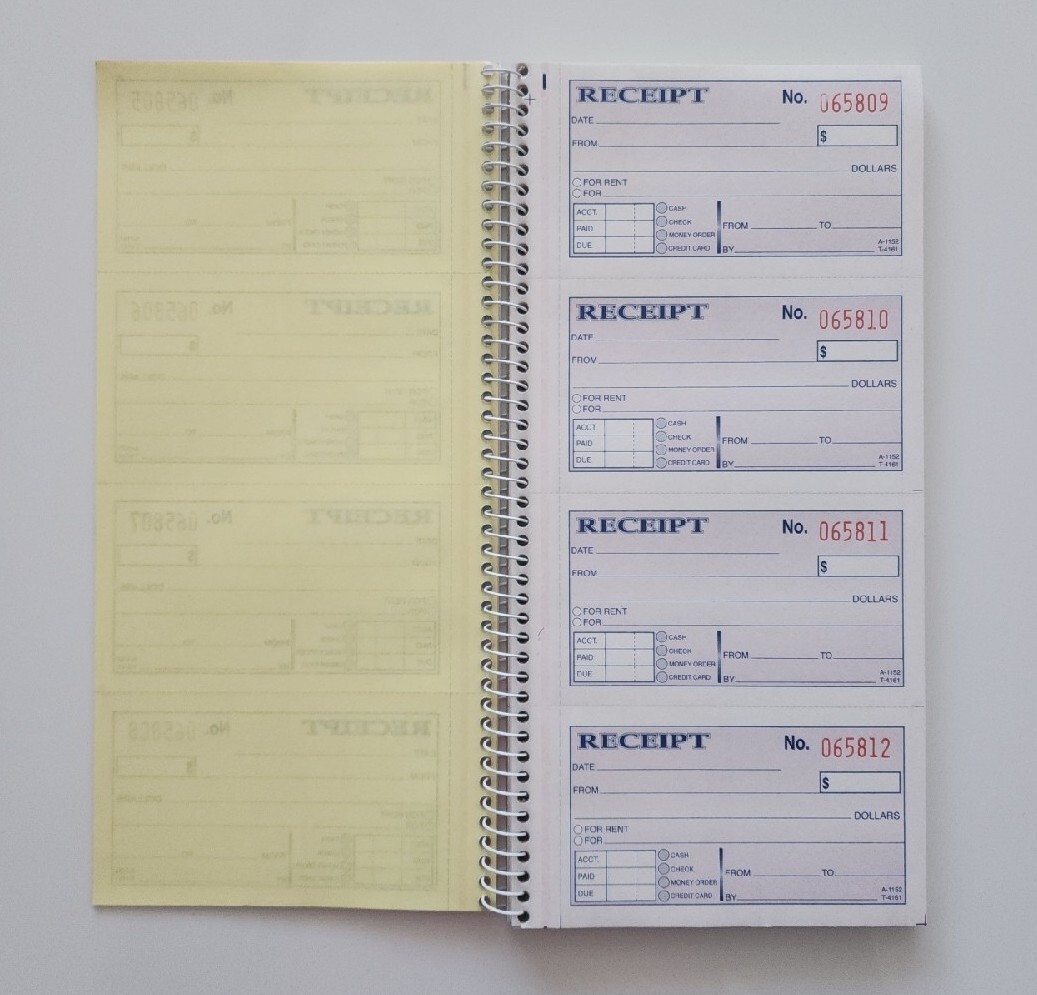 Adams Spiral Money Rent Receipt Book, 2 Part Form, 5-1/4" x 11", SC1152 ...