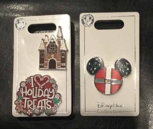 Disney Parks I Love Holiday Treats Gingerbread Castle 2 Pins + Santa ...