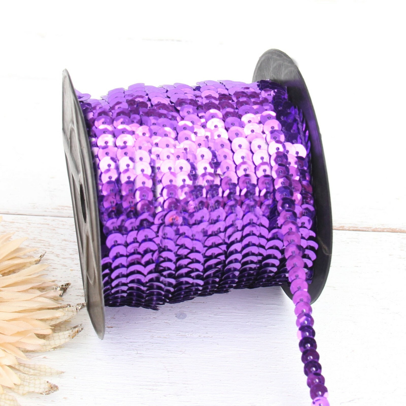6MM SEQUIN STRING - BIG 80 YD ROLLS - 17 COLORS - SOLID & HOLOGRAPHIC ...
