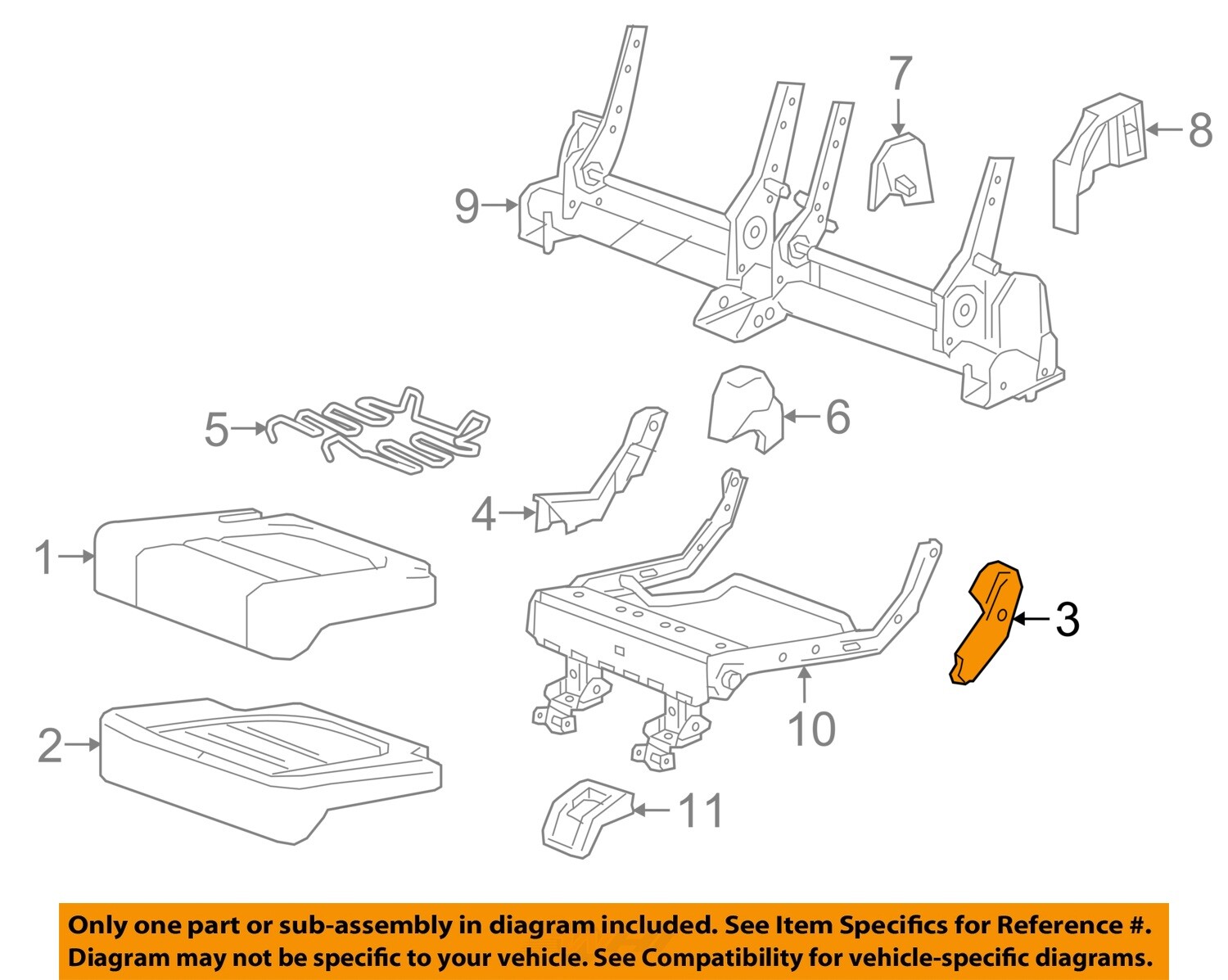 GM OEM 17-23 Acadia Seats Tracks Third Row Seats-Frame Cover 23411783 ...
