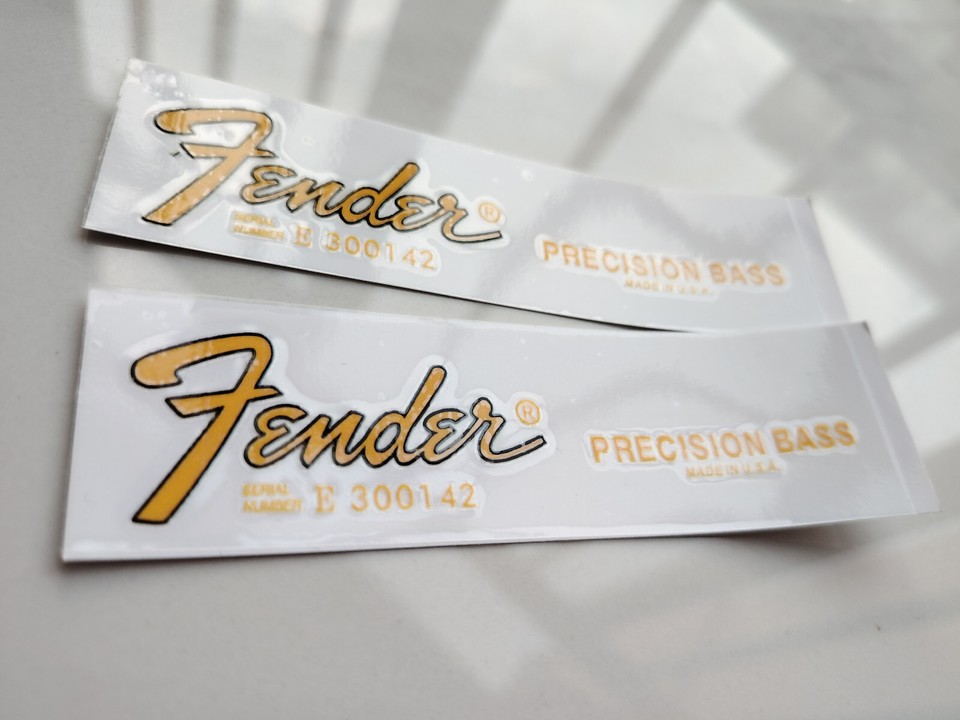 2Pcs FENDER PRECISION BASS Tele Guitar Vinyl UV Transfer Headstock ...