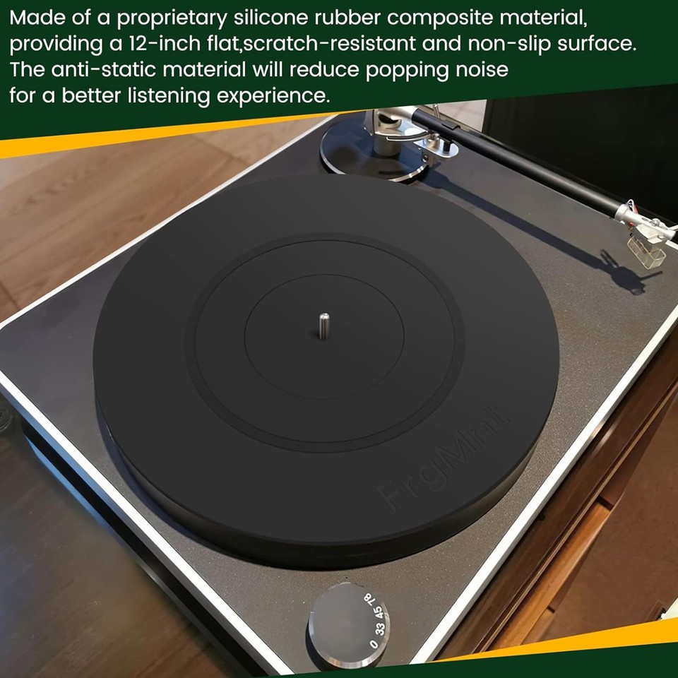 Turntable Platter Mat Black 12-inch Turntable Rubber Mat Silicone ...