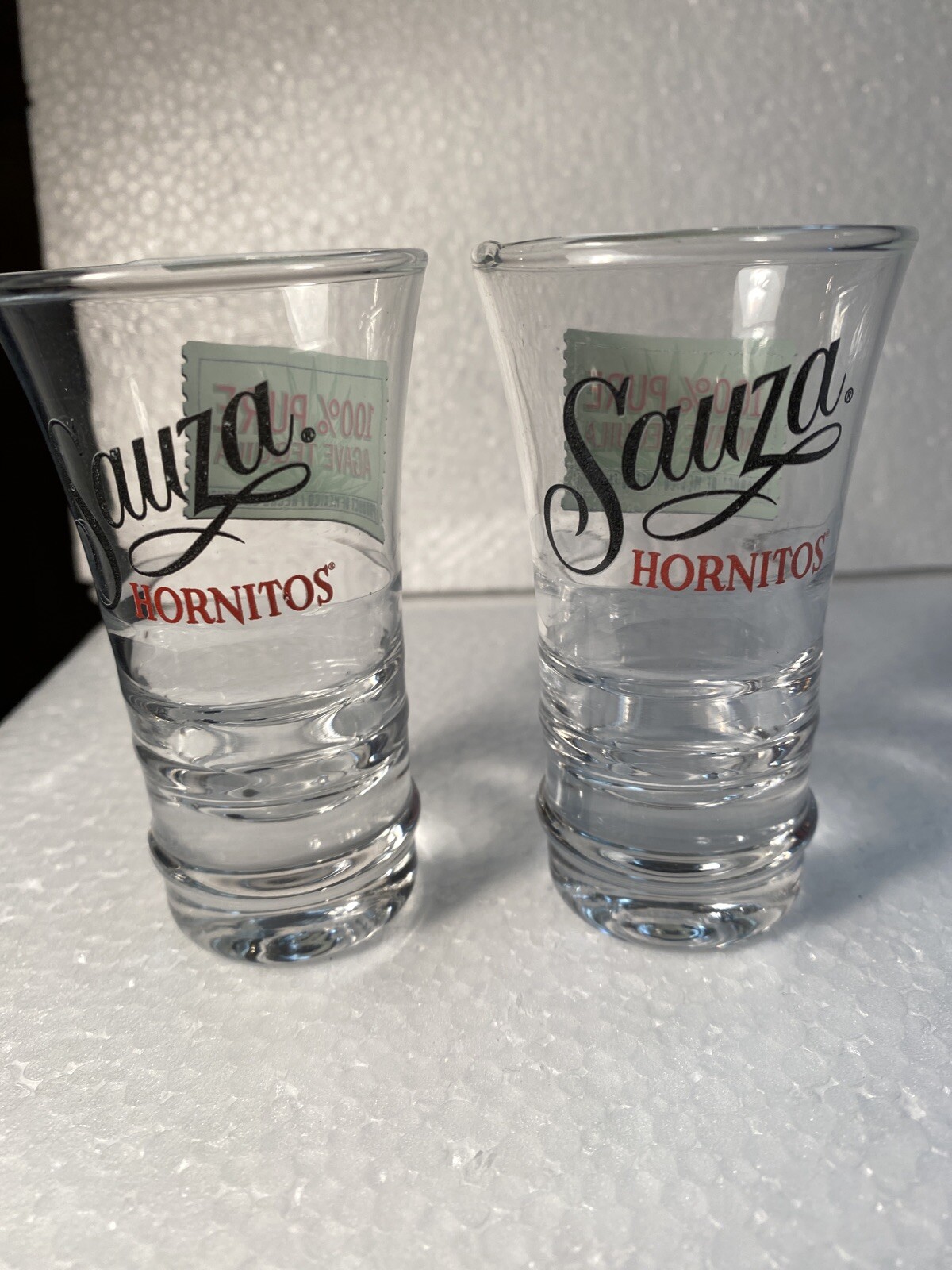 SAUZA HORNITOS TEQUILA 2 SHOT GLASSES 100% PURE AGAVE TEQUILA 2 OZ MAN ...