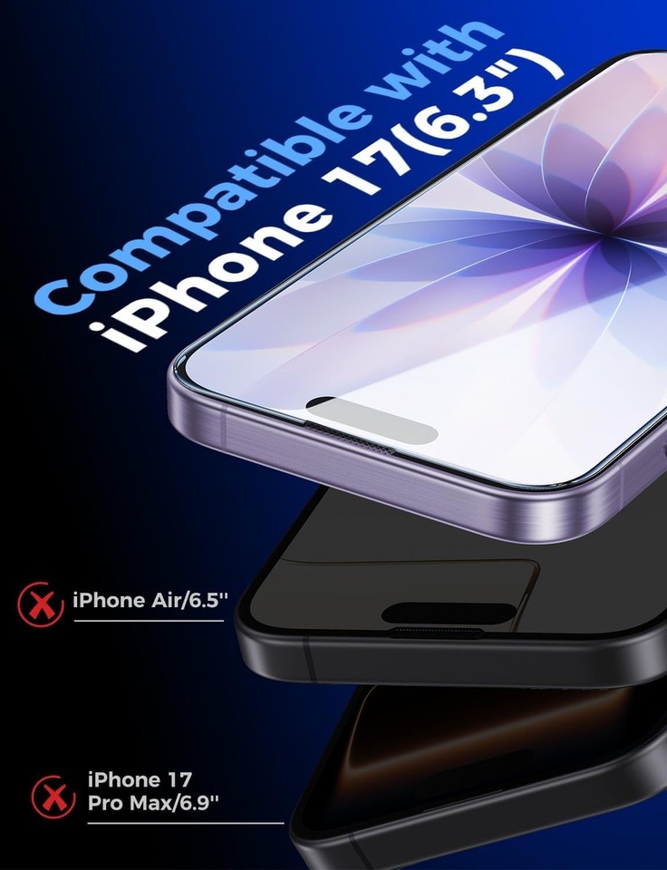 MAGIC JOHN 2 Pack for iPhone 17 6.3 inch Tempered Glass Screen ...