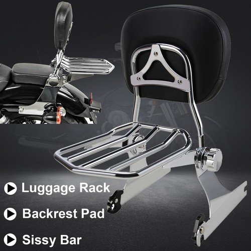 Detachable Backrest Sissy Bar + Luggage Rack For Harley Dyna Low Rider ...