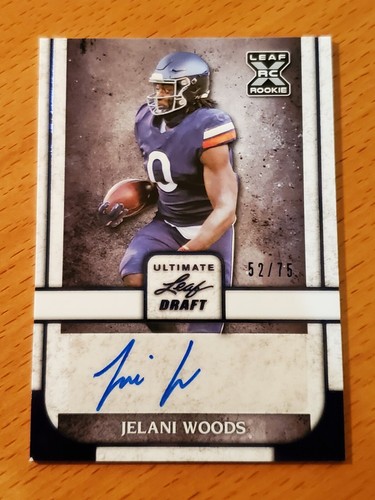 2022 Leaf Ultimate Draft Auto Navy #BAJW3 Jelani Woods Virginia Rookie ...