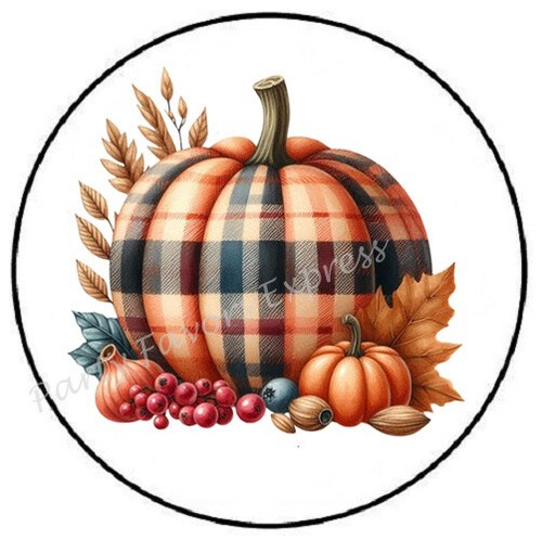 PLAID PUMPKIN AUTUMN FALL HALLOWEEN ENVELOPE SEALS LABELS STICKERS ...