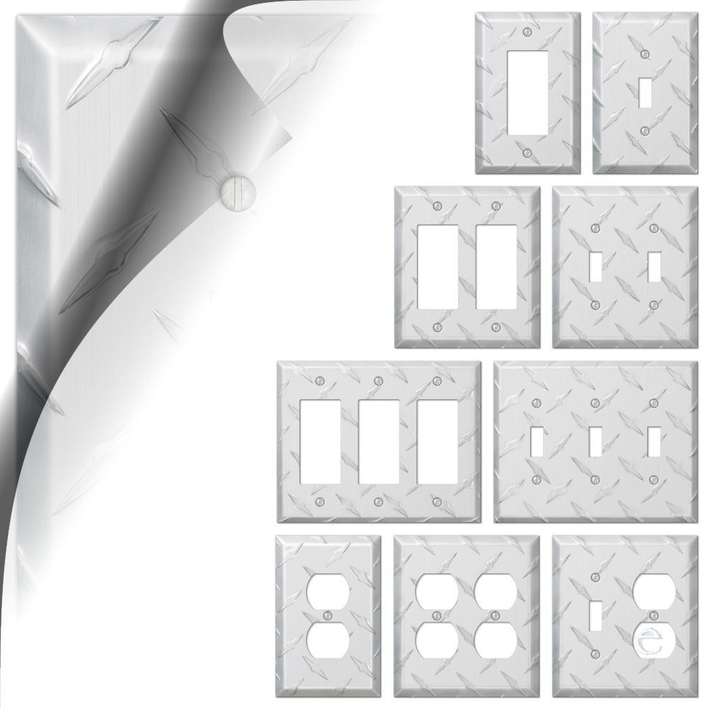 Diamond Plate Chrome Switch Plate Cover Aluminum Garage Outlet Work ...