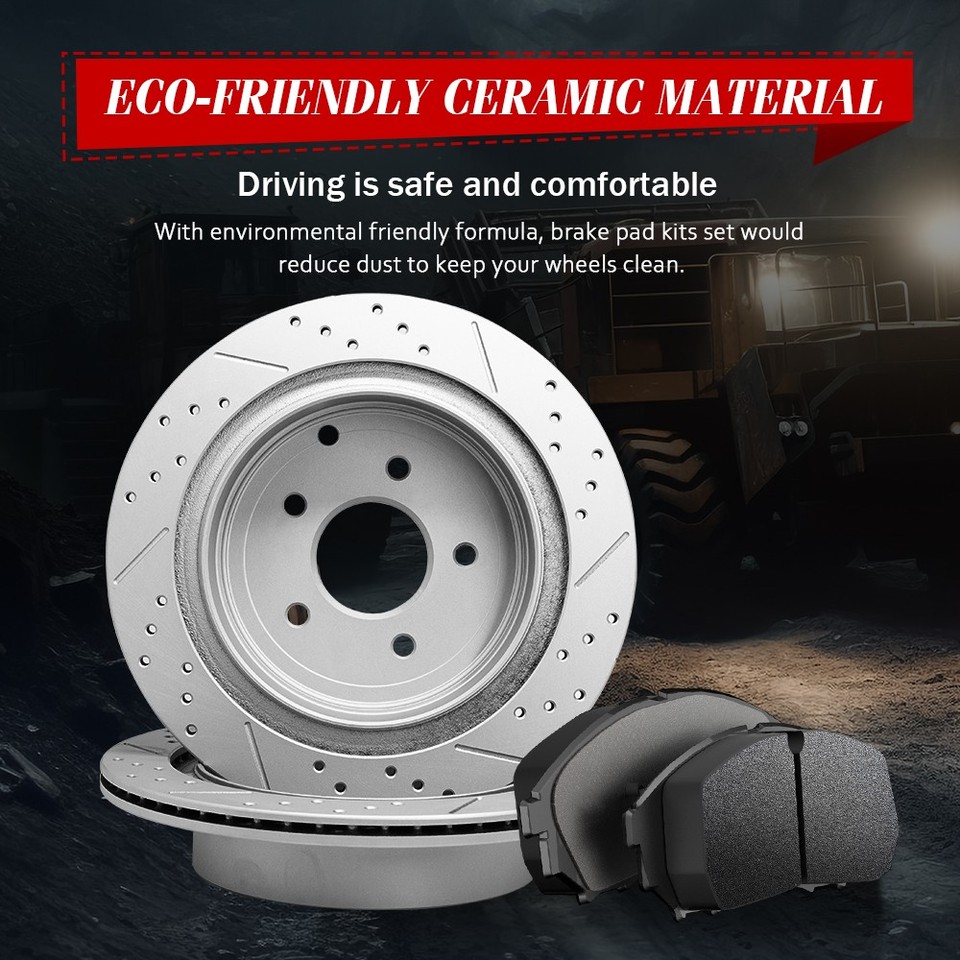 Front Rear Drilled Brake Rotors For Dodge Durango Jeep Grand Cherokee ...