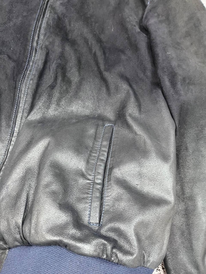 ZILLI Suede & Leather Bomber Jacket Silk Logo Lining Luxury Italian Men ...