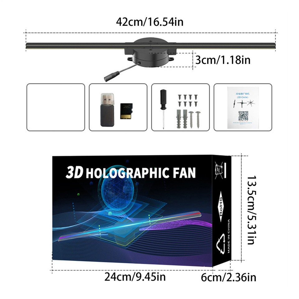 3D Holographic Projector LED Fan Projector 16.5 Inches LED Fan ...