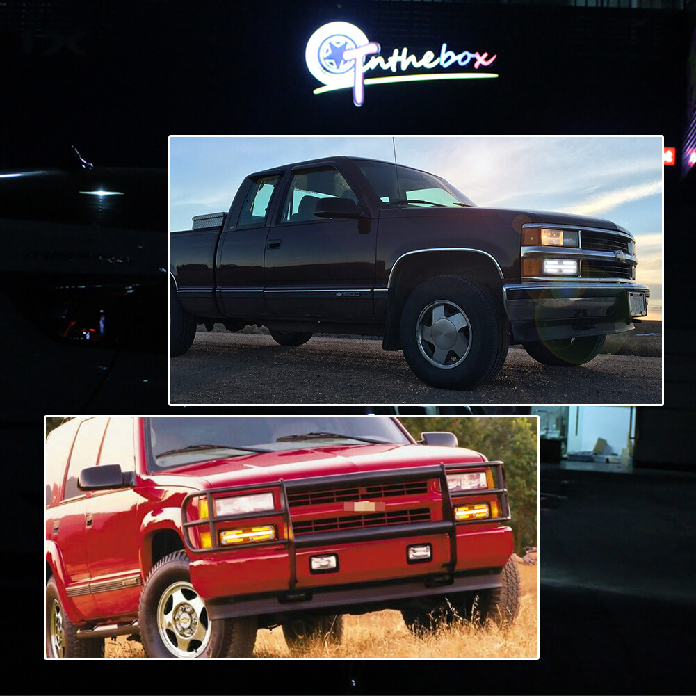 For 88-98 Chevy GMC C10 C/K Suburban Tahoe Yukon LED Clear Lens DRL ...