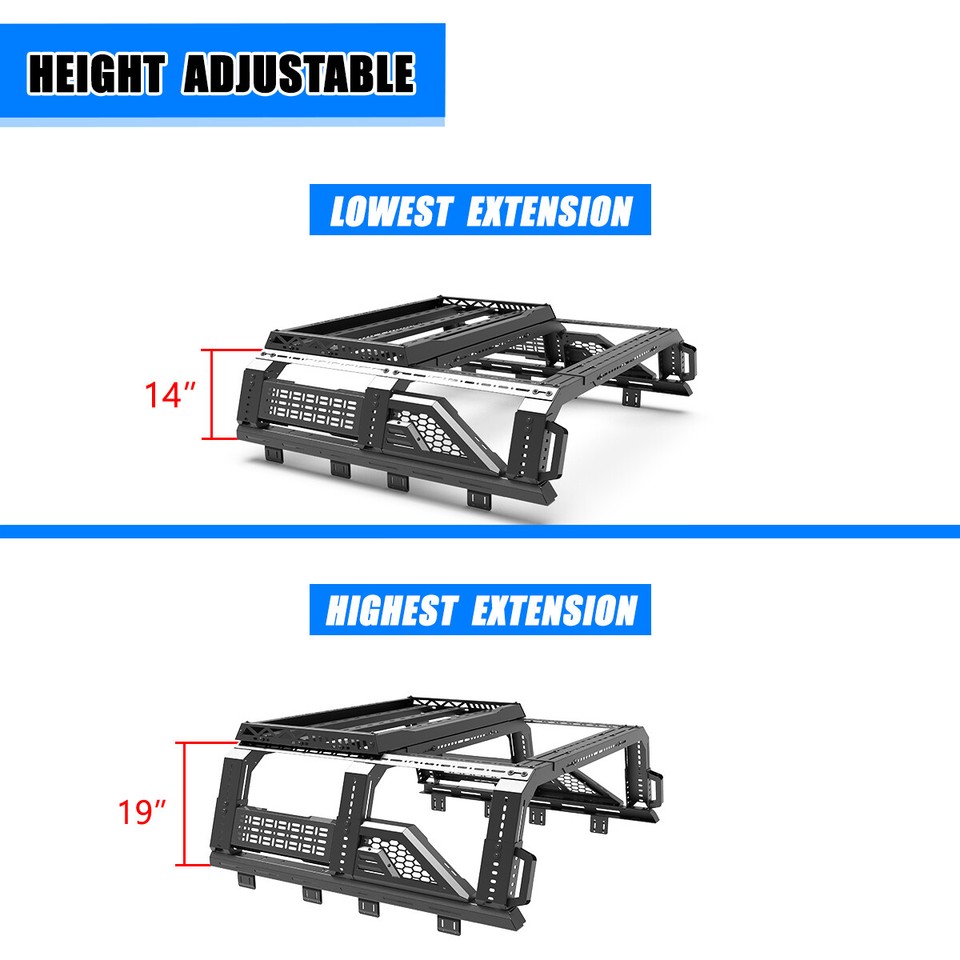 Mid-Size Adjustable Truck Overland Bed Rack Roll Bar For Dodge/Chevy ...