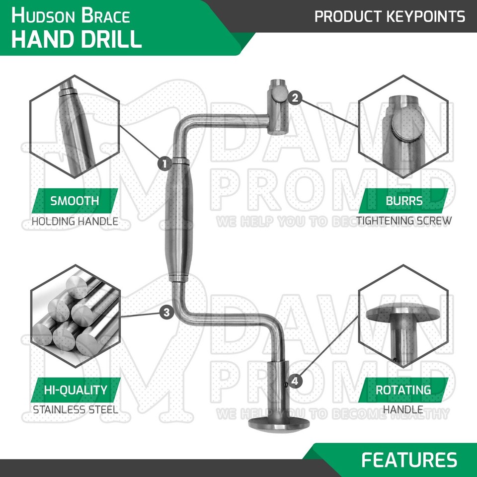 Hudson Brace Hand Drill 10" Surgical orthopedic Instruments German ...