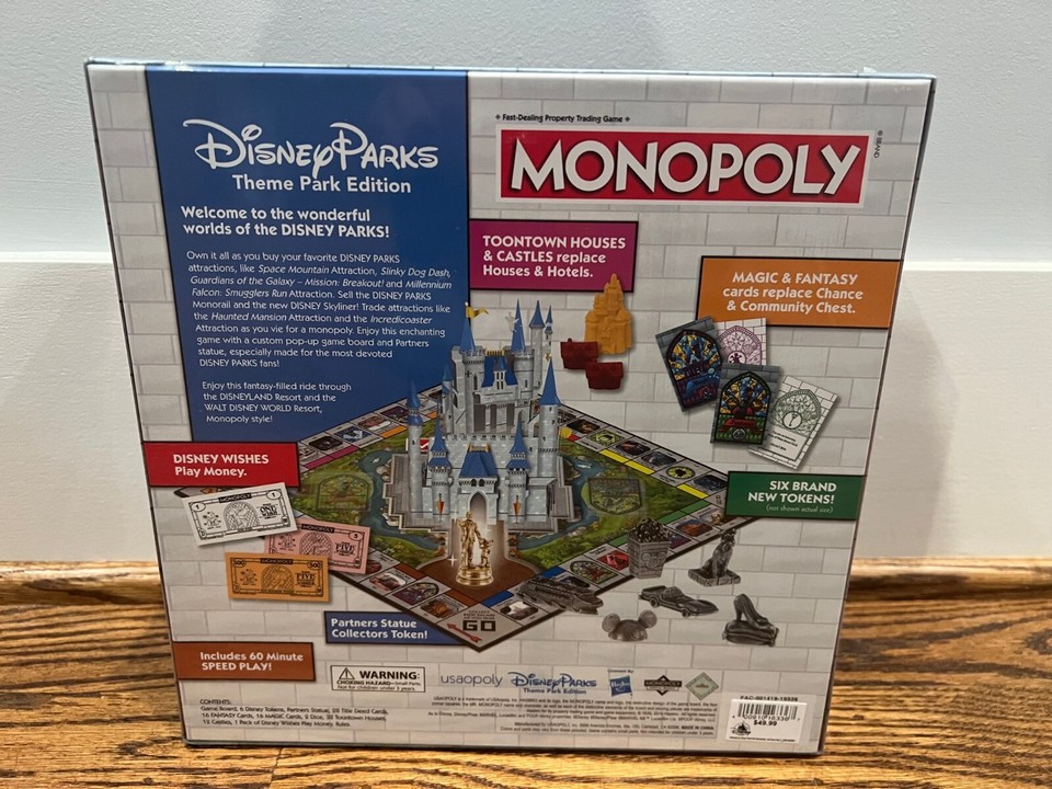 NEW 2020 Disney Parks Theme Park Edition Monopoly Game Pop-Up Castle ...