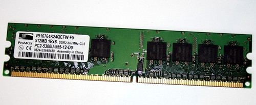 512 MB DDR2-RAM 240-pin 1Rx8 PC2-5300U non-ECC 'ProMOS V916764K24QCFW ...